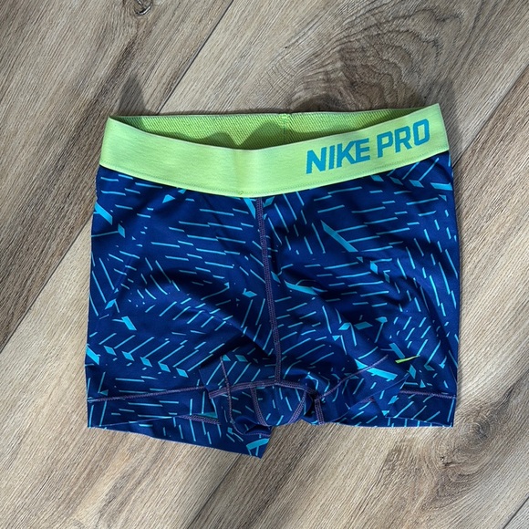Nike | Shorts | Nike Blue And Green Compression Shorts | Poshmark
